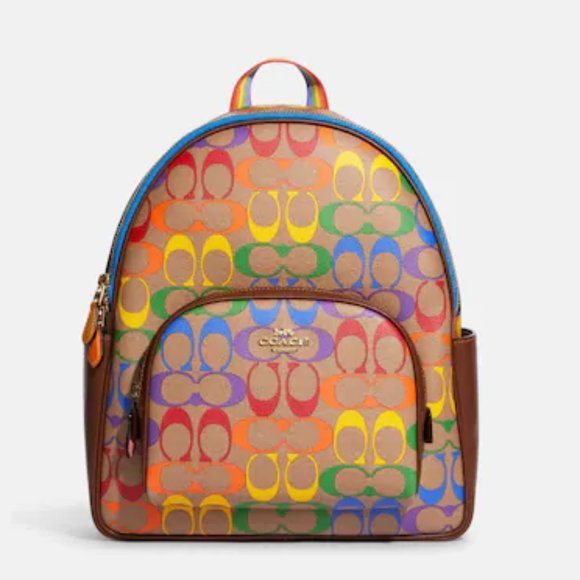 Coach | Bags | Coach Court Backpack In Rainbow Signature Canvas Special ...